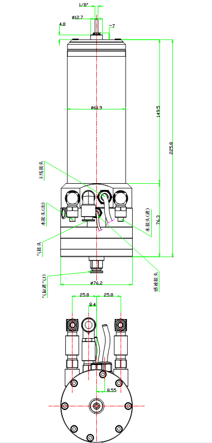 Water Cooling Low Static High Frequency Spindles Air Bearing Spindle